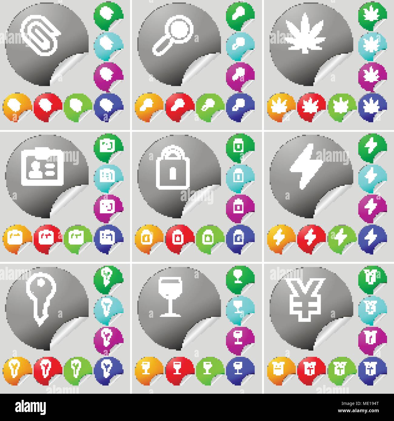 Clip, Magnifying screen, Marijuana, Contact, Lock, Flash, Key ...