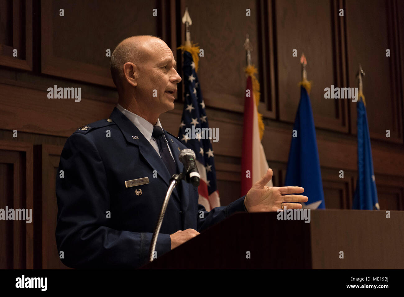 Colonel William Sparrow speaks at the 187th Fighter Wing change of ...