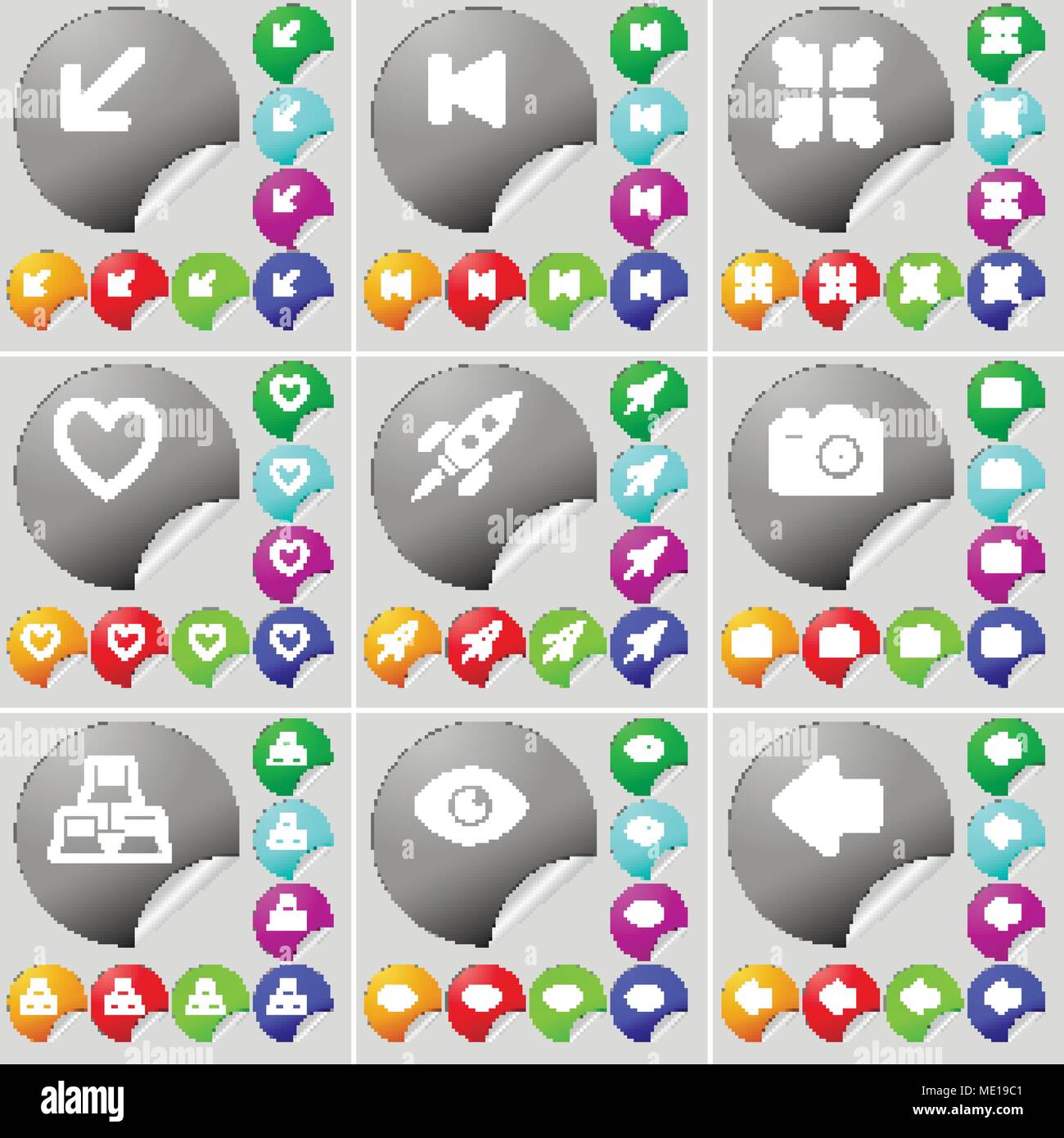 Deploying screen, Media skip, Heart, Rocket, Camera, Network, Vision ...