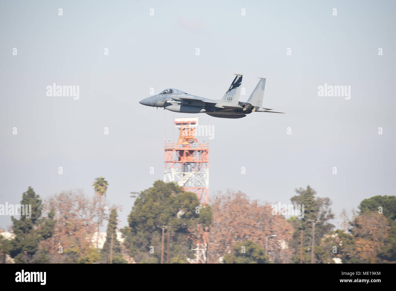 A U.S. Air Force F-15 Eagle fighter jet from the 144th Fighter Wing ...