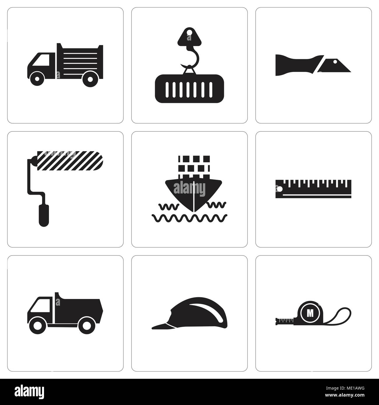 Ruler white flat icons Stock Vector Images - Alamy