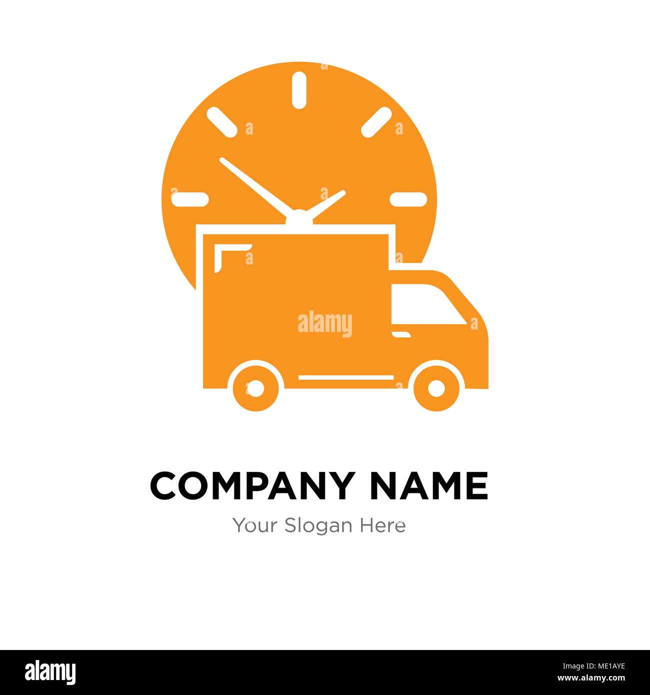 Logistics delivery truck and clock company logo design template ...