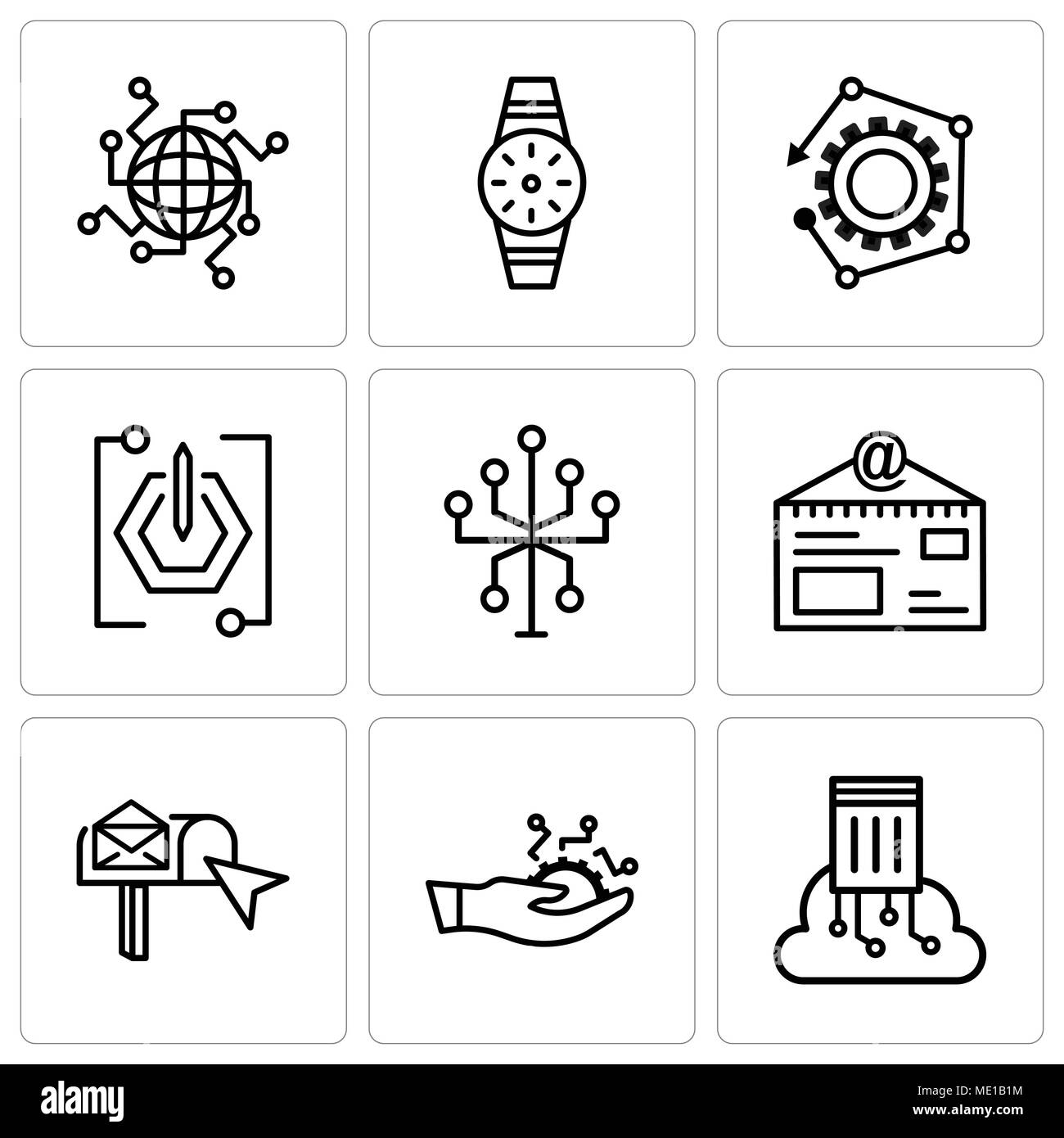 Gear cloud linear vector Cut Out Stock Images & Pictures - Alamy