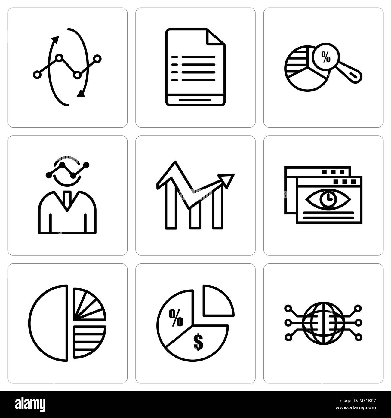 Set Of 9 Simple Editable Icons Such As Globe Connected Circuit Pie