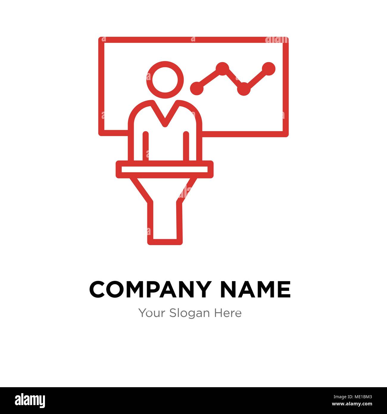 Person in data analytics presentation company logo design template ...