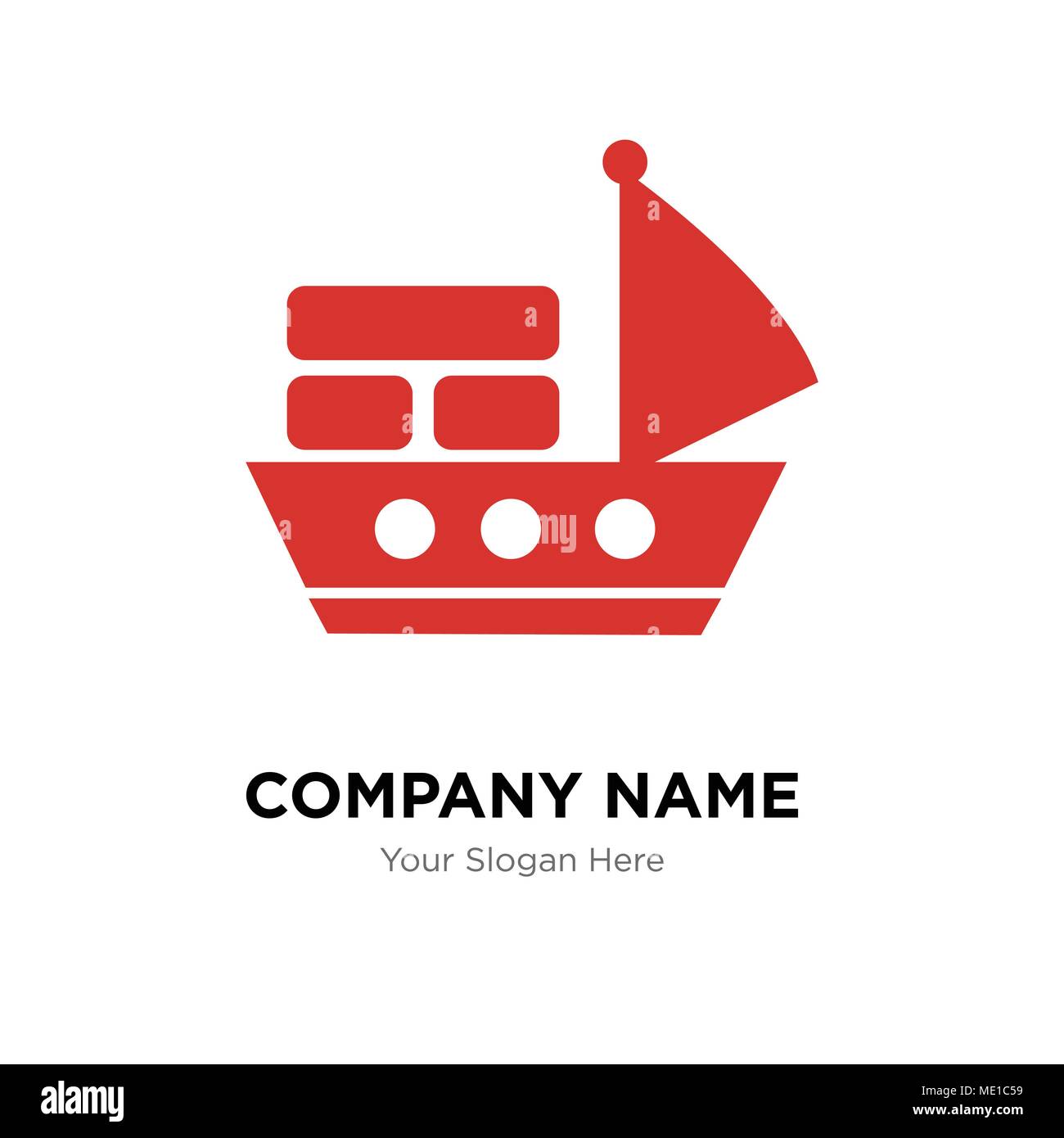Sea ship with containers company logo design template, Business ...