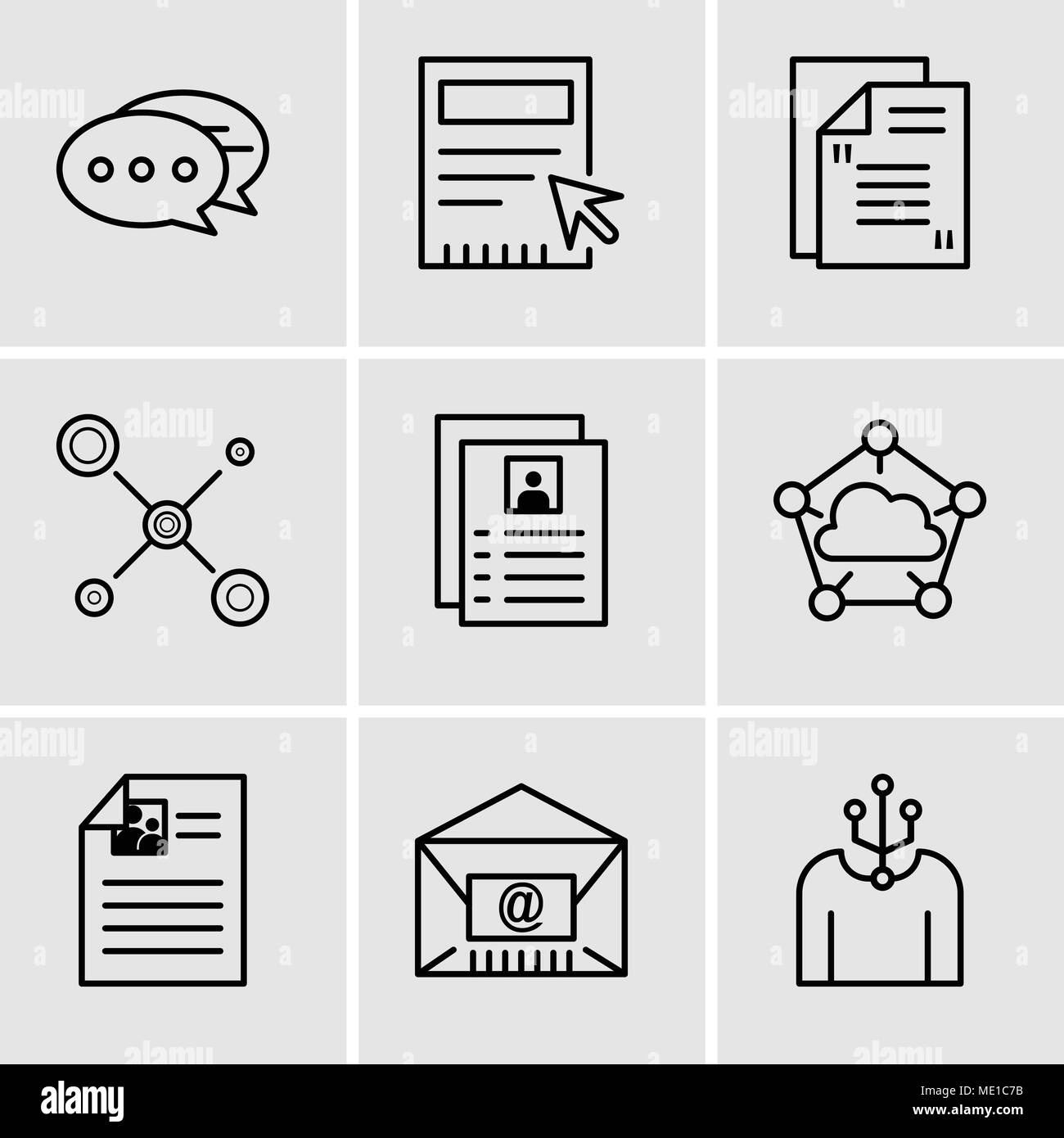Set Of 9 simple editable icons such as Human, Mail, Cloud computing ...