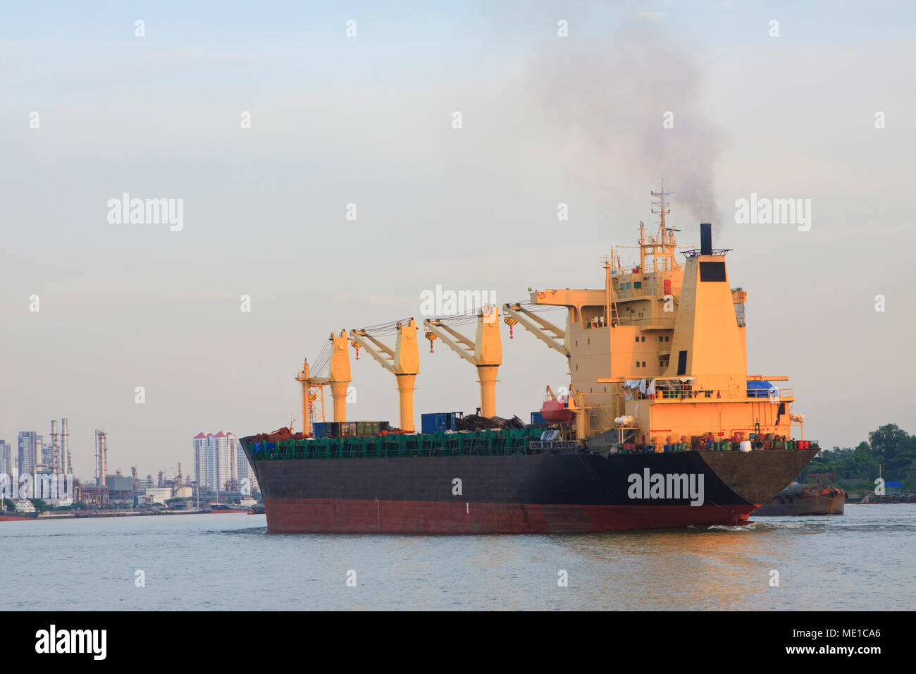 tanker ship running in river use for logistic transportation Stock ...
