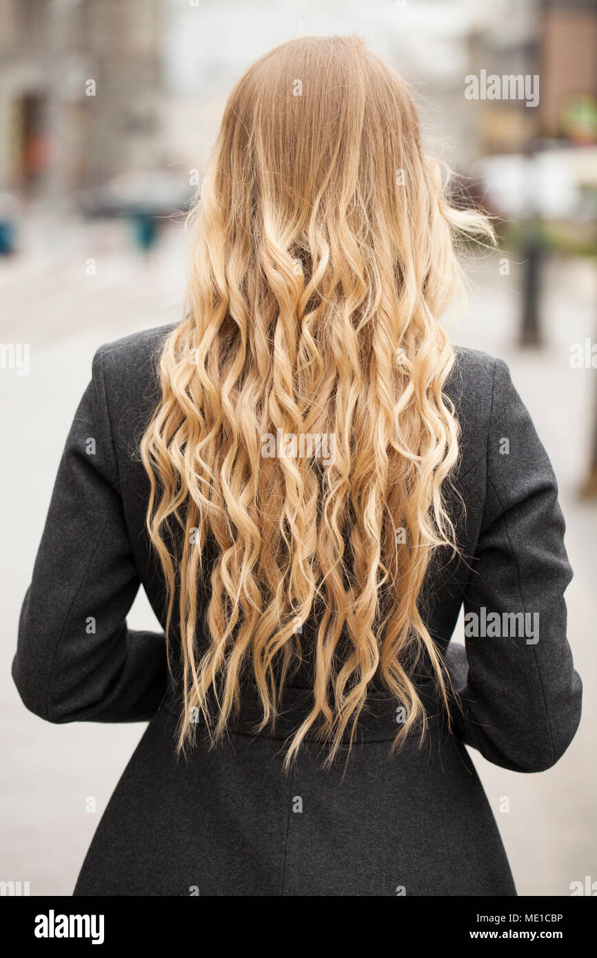 Wavy Blonde Hair Back View
