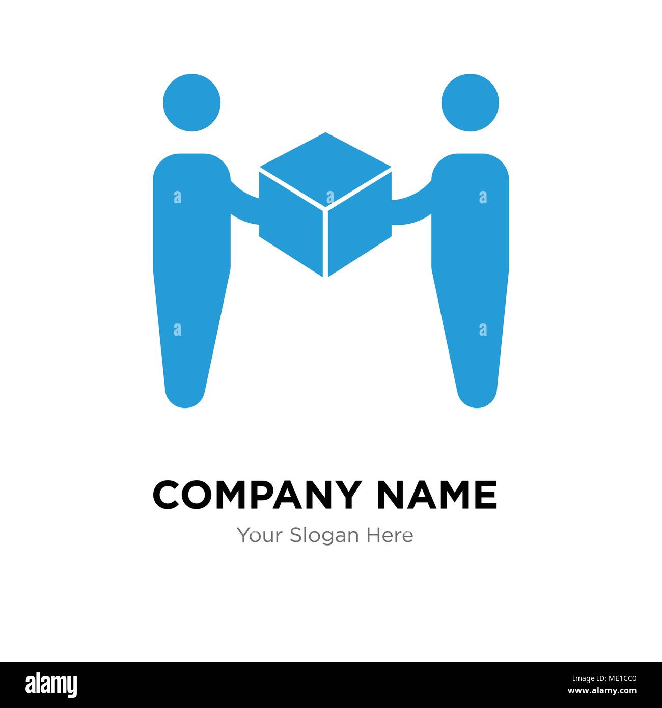 Delivery worker giving a box to a receiver company logo design template ...