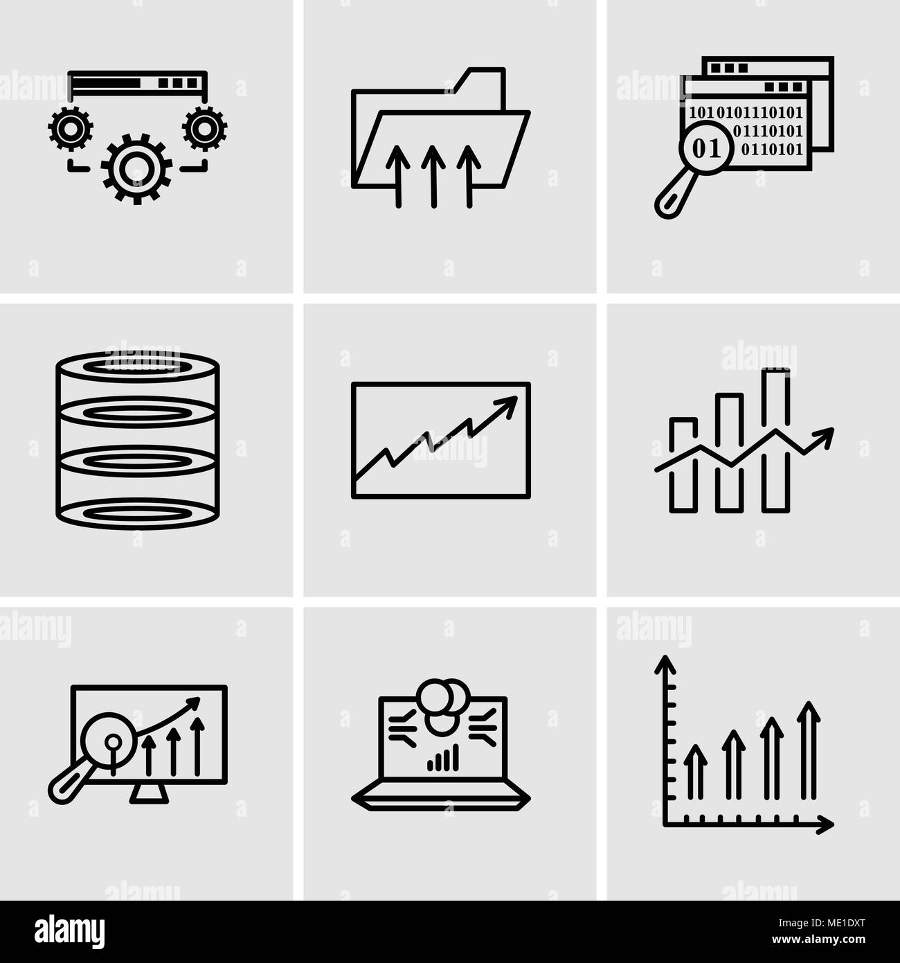 Set Of 9 simple editable icons such as Mobile phone text data, Laptop data analytics on screen ...