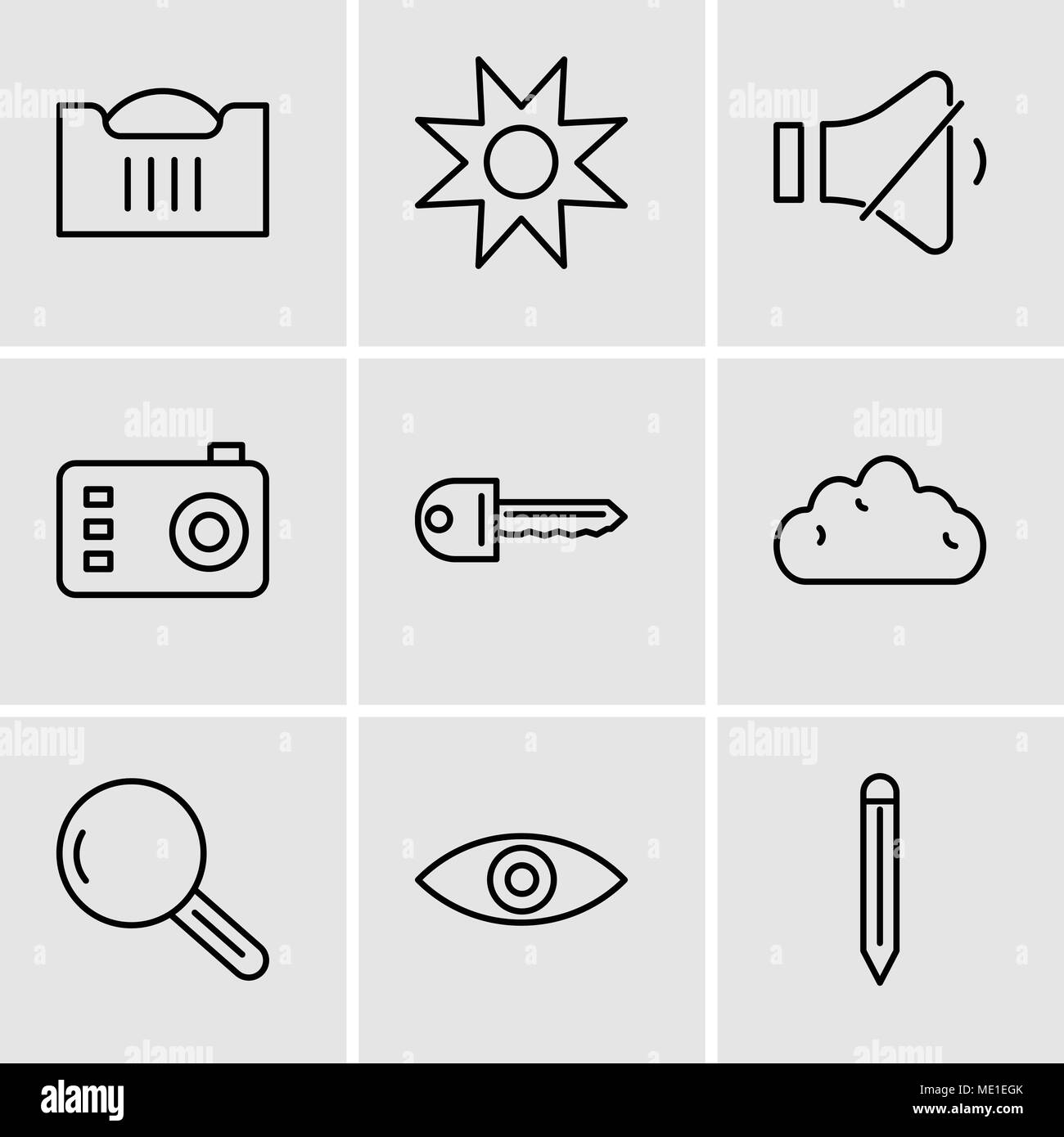 Set Of 9 Simple Editable Icons Such As Edit Tool Eye Magnifying Glass