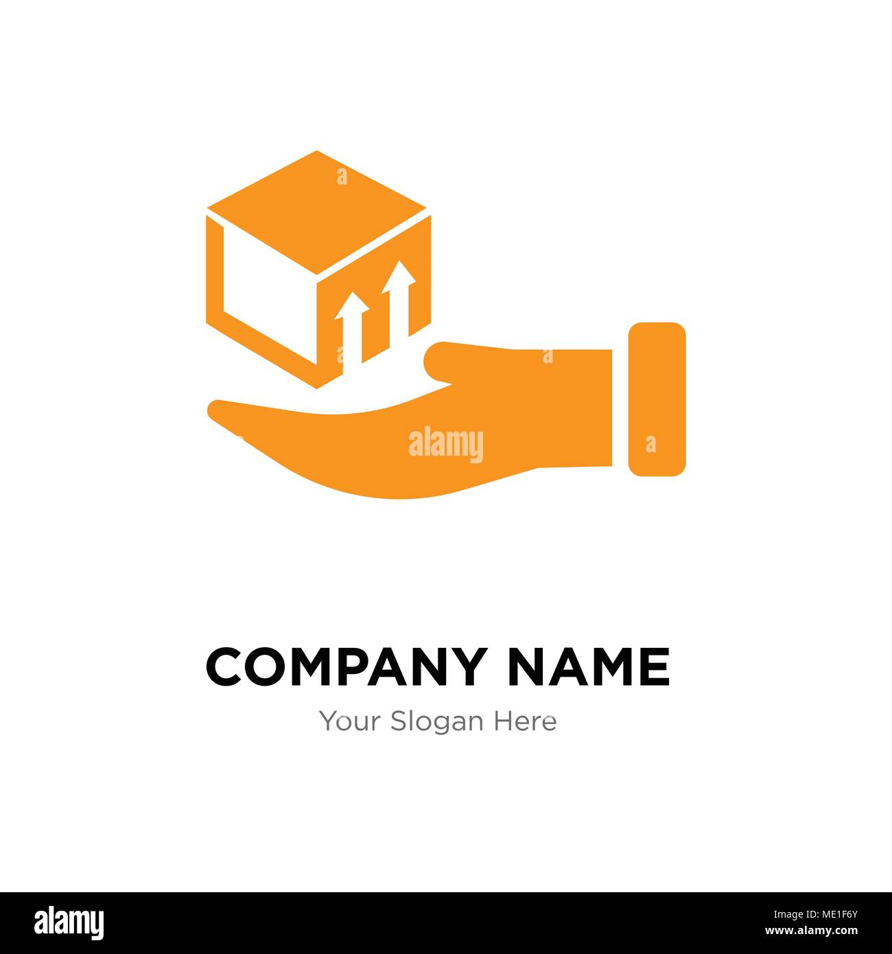 Delivery box on a hand company logo design template, Business corporate ...