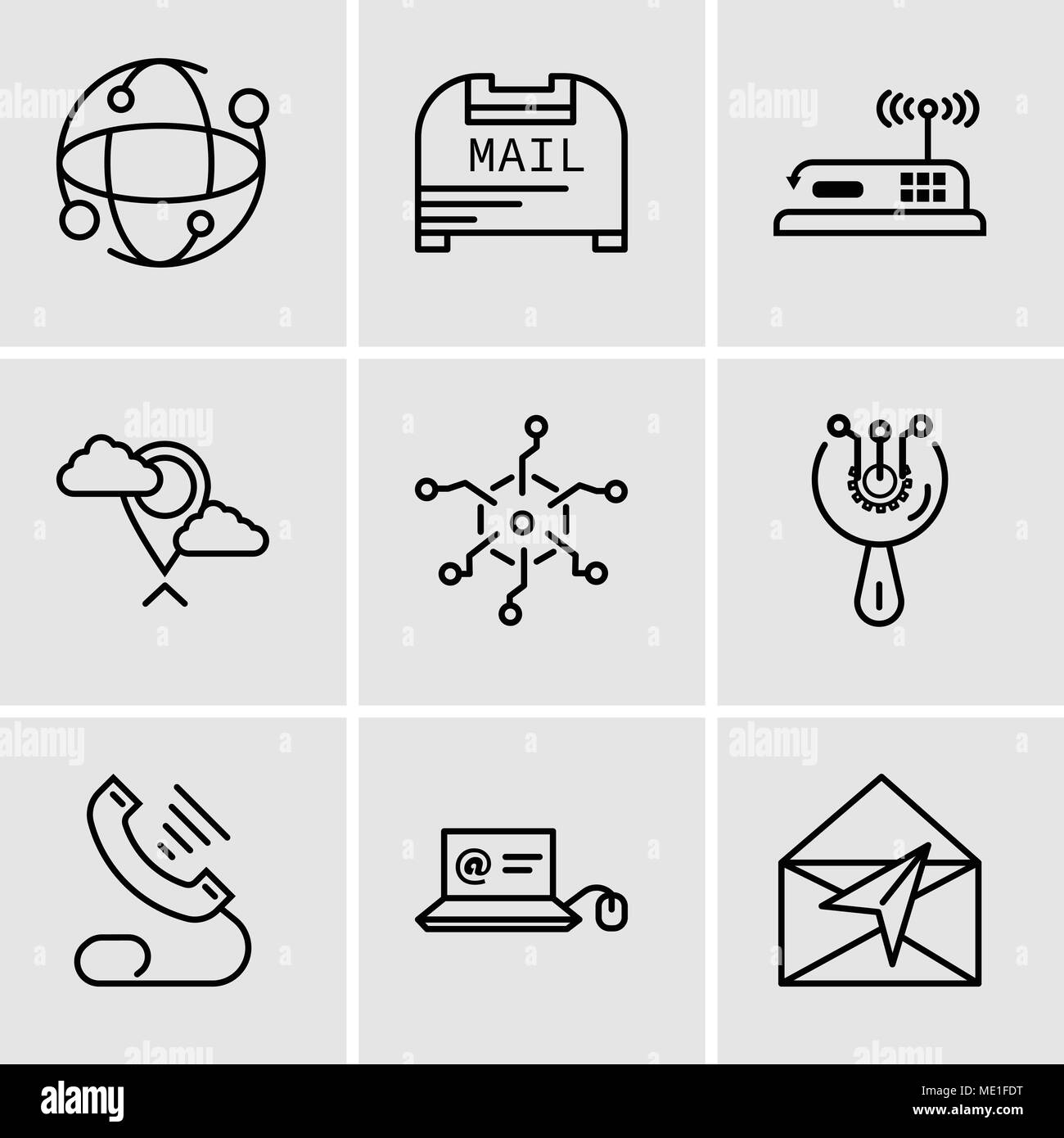 Router icon set in Black and White Stock Photos & Images - Alamy