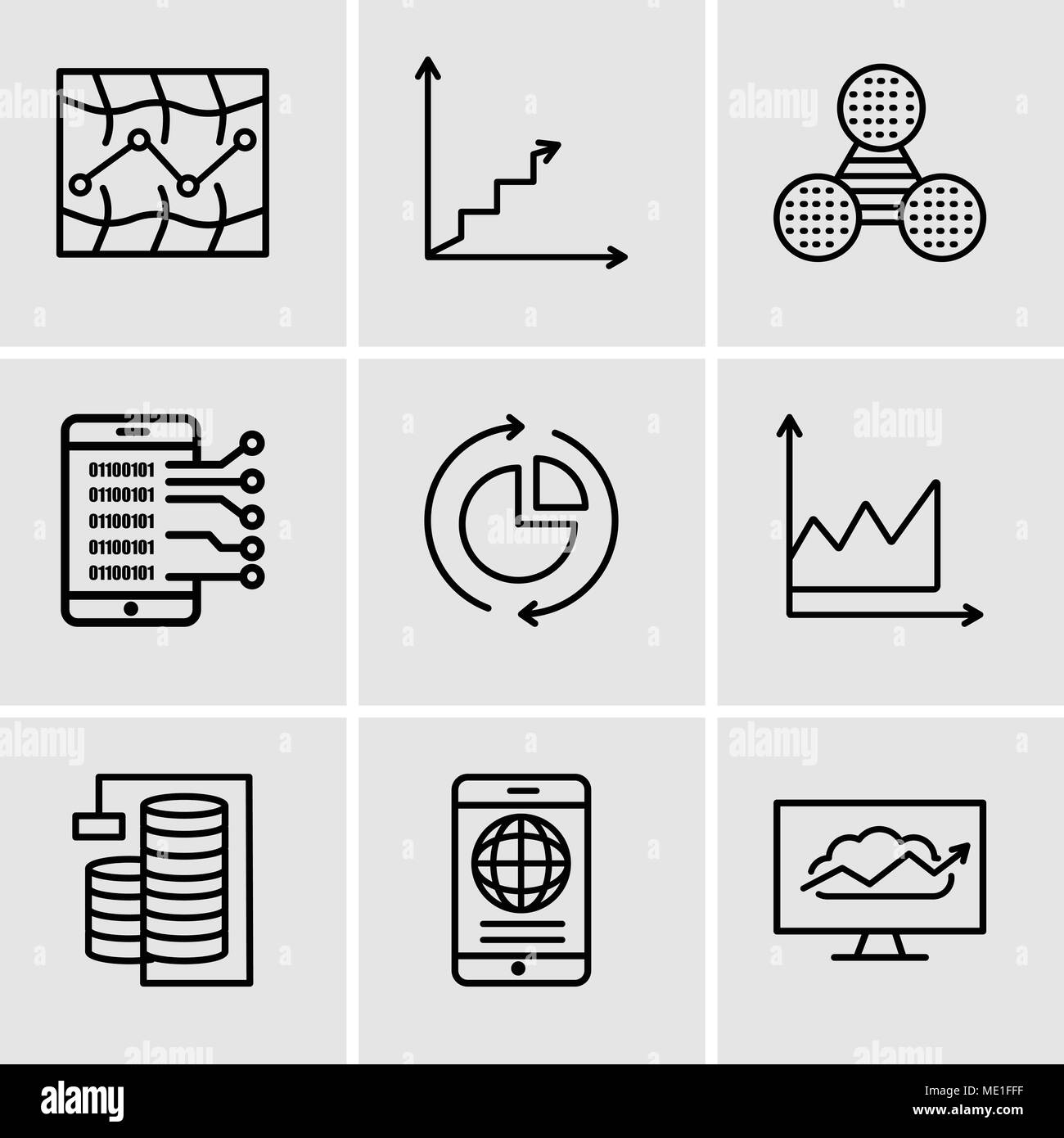 Set Of 9 simple editable icons such as Cloud Analysis, Mobile phone ...