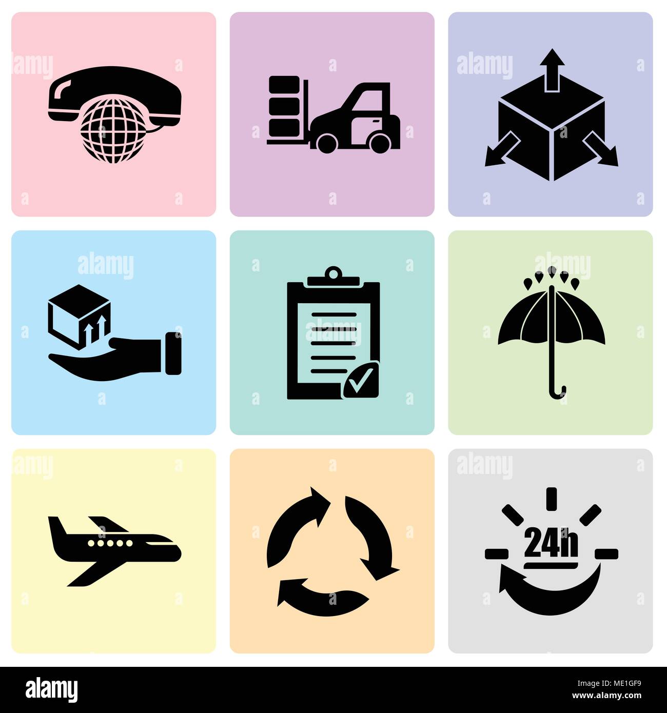 Set Of 9 simple editable icons such as 24 hours delivery, Triangular ...