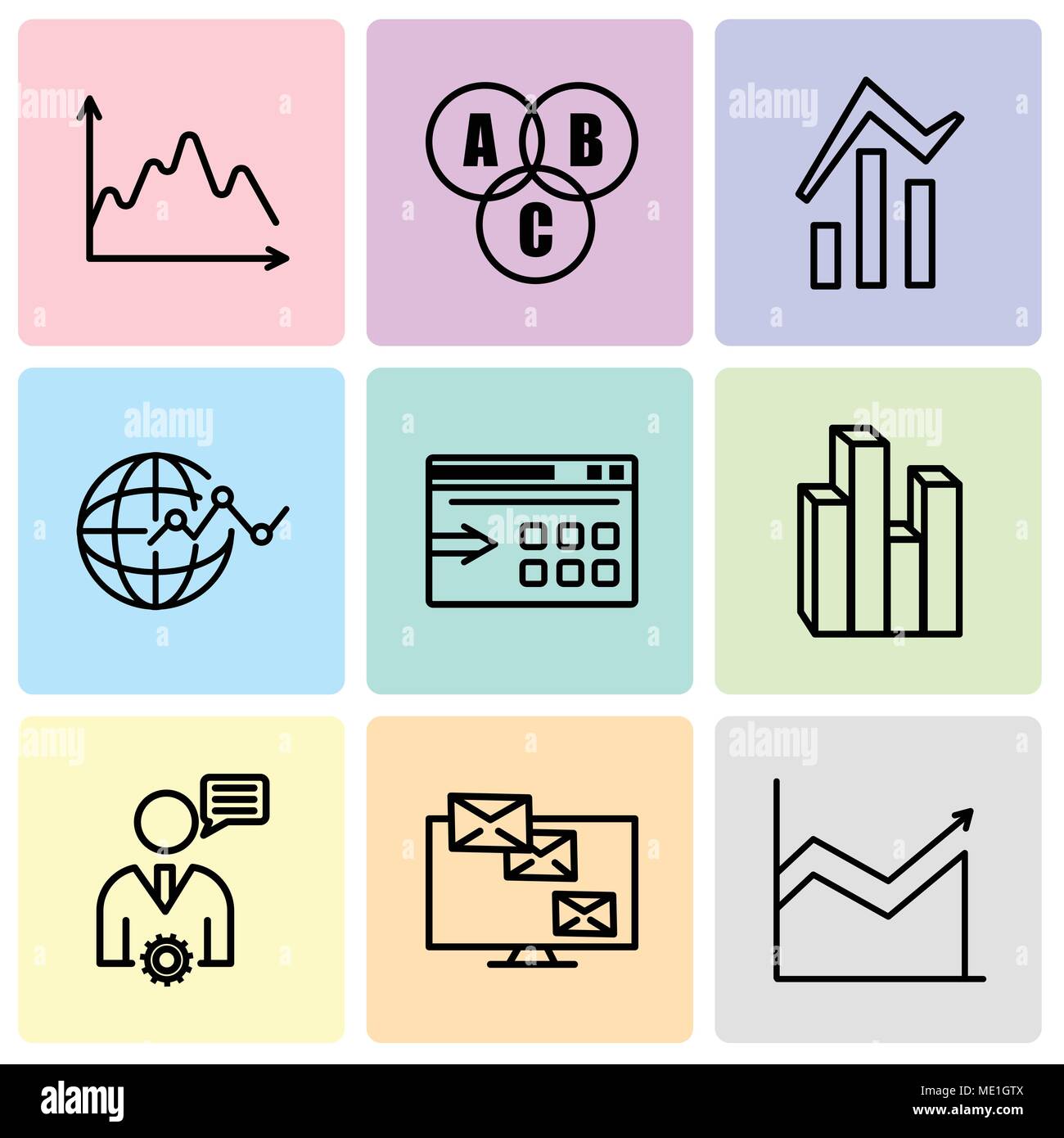 Set Of 9 simple editable icons such as Monitor analytic, Mobile Phone Analitycs, Stream graphic ...