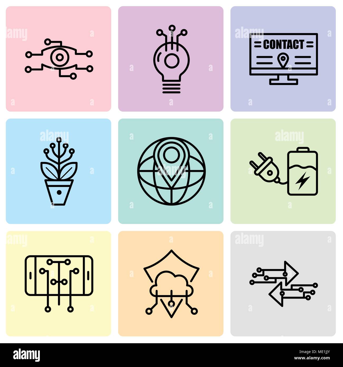 Set Of 9 simple editable icons such as Transfer, Protection, Smartphone, Battery, World ...