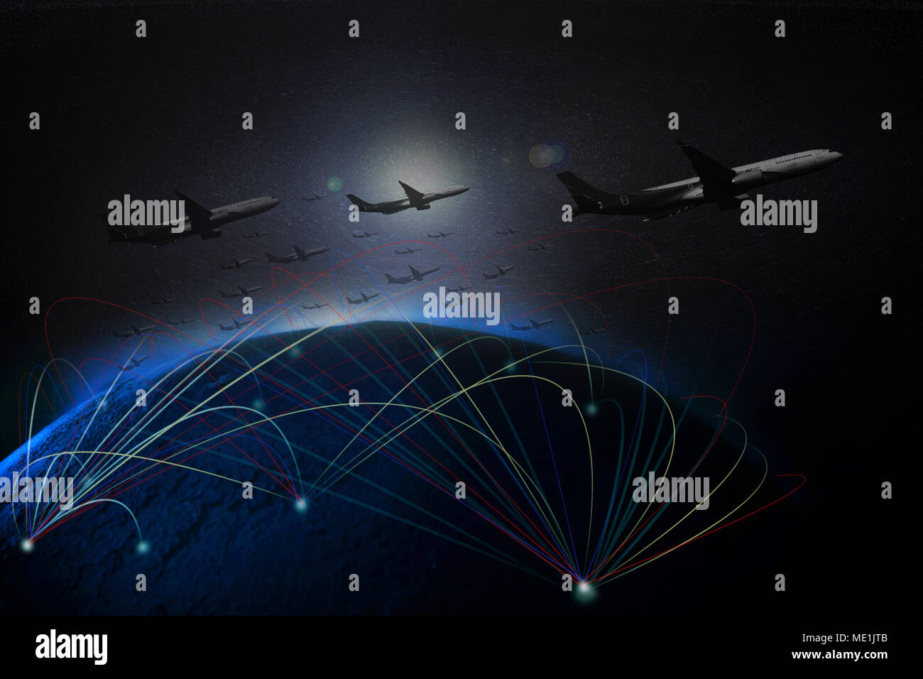 Plane flying over globe hi-res stock photography and images - Alamy