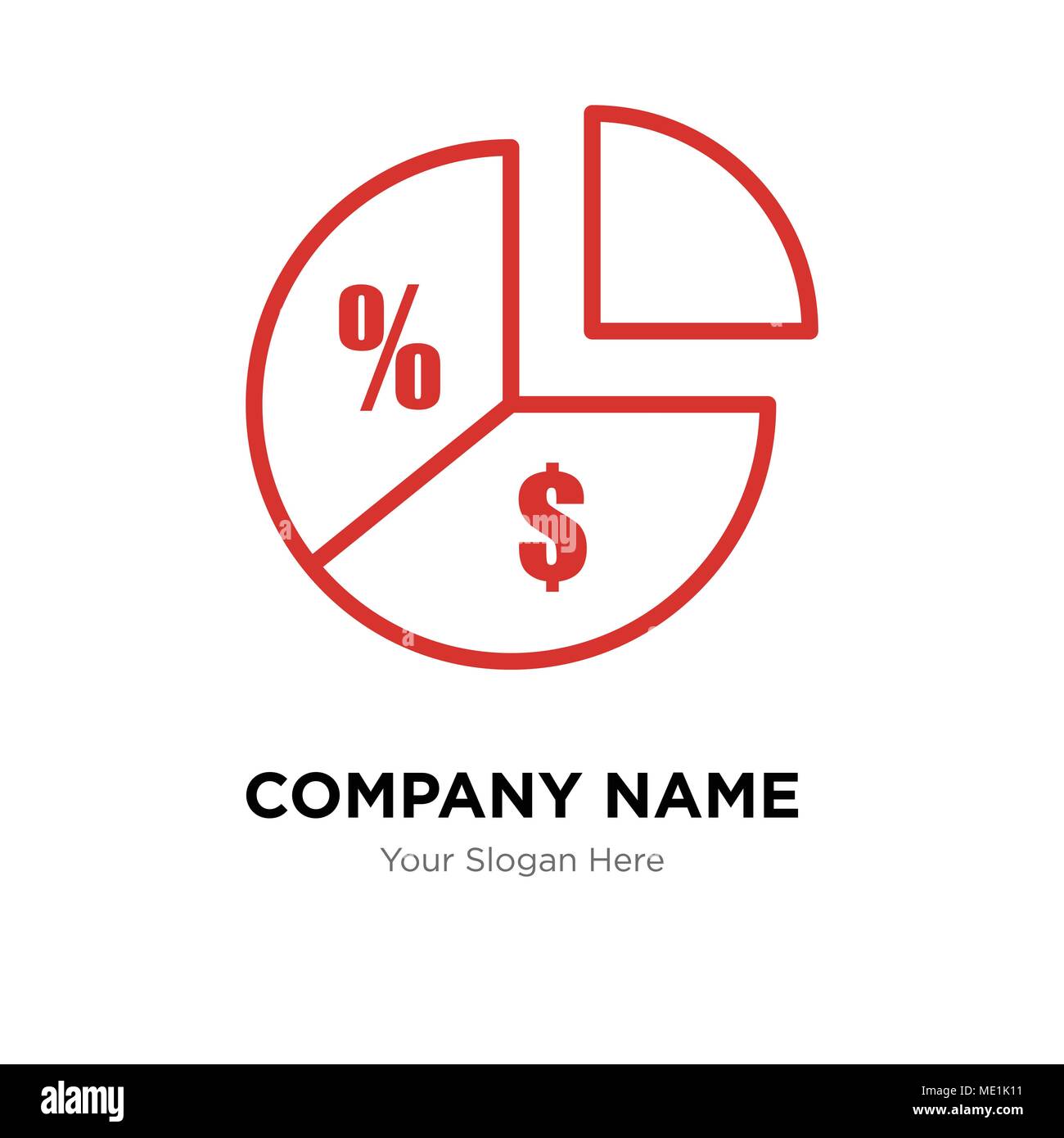 Pie chart information on money company logo design template, Business ...
