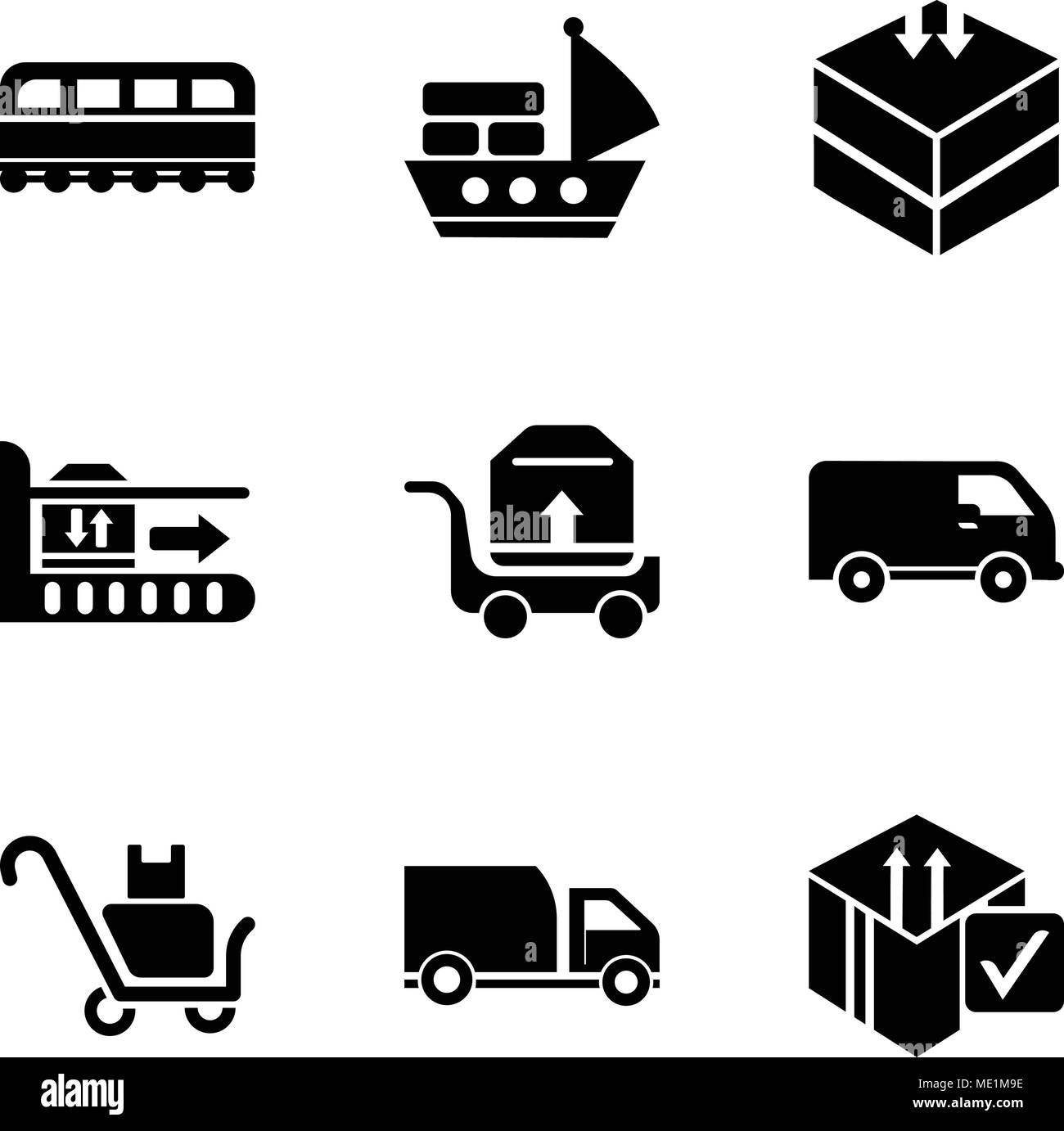 Set Of 9 simple editable icons such as Delive box verification ...
