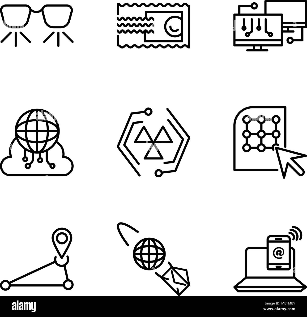 Set Of 9 simple editable icons such as Smartphone and laptop, email ...