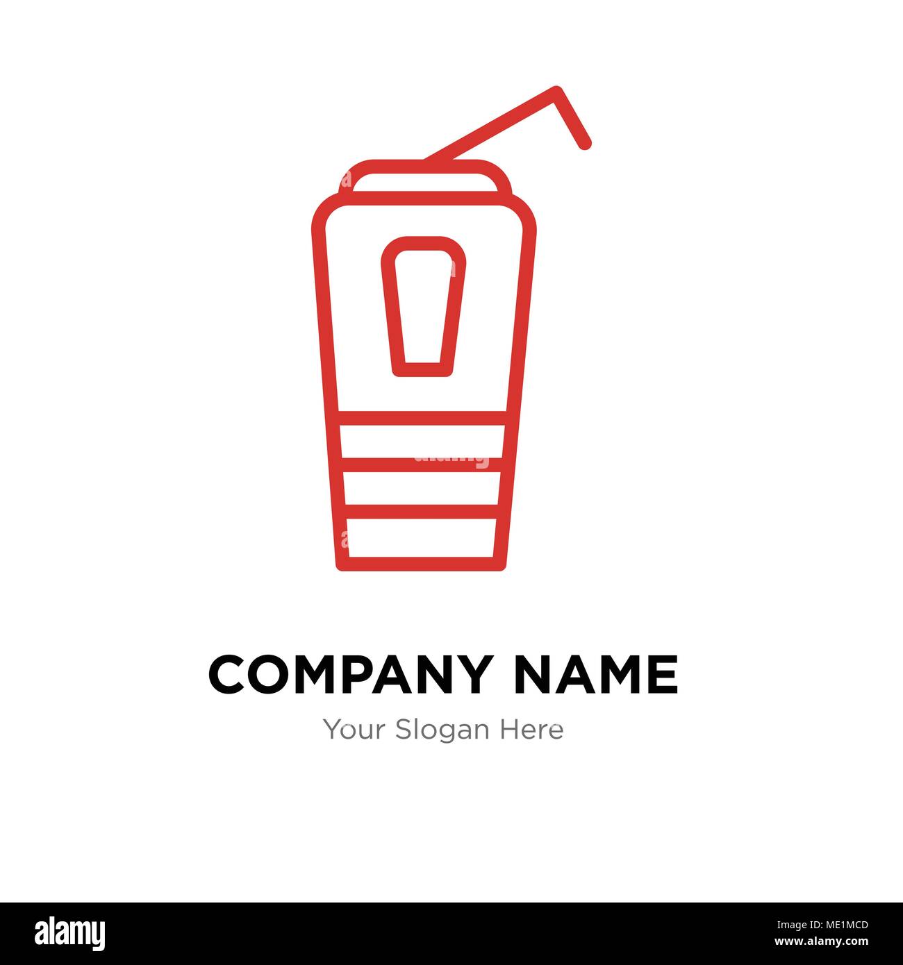 Paper cup with a drinking straw company logo design template, Business ...