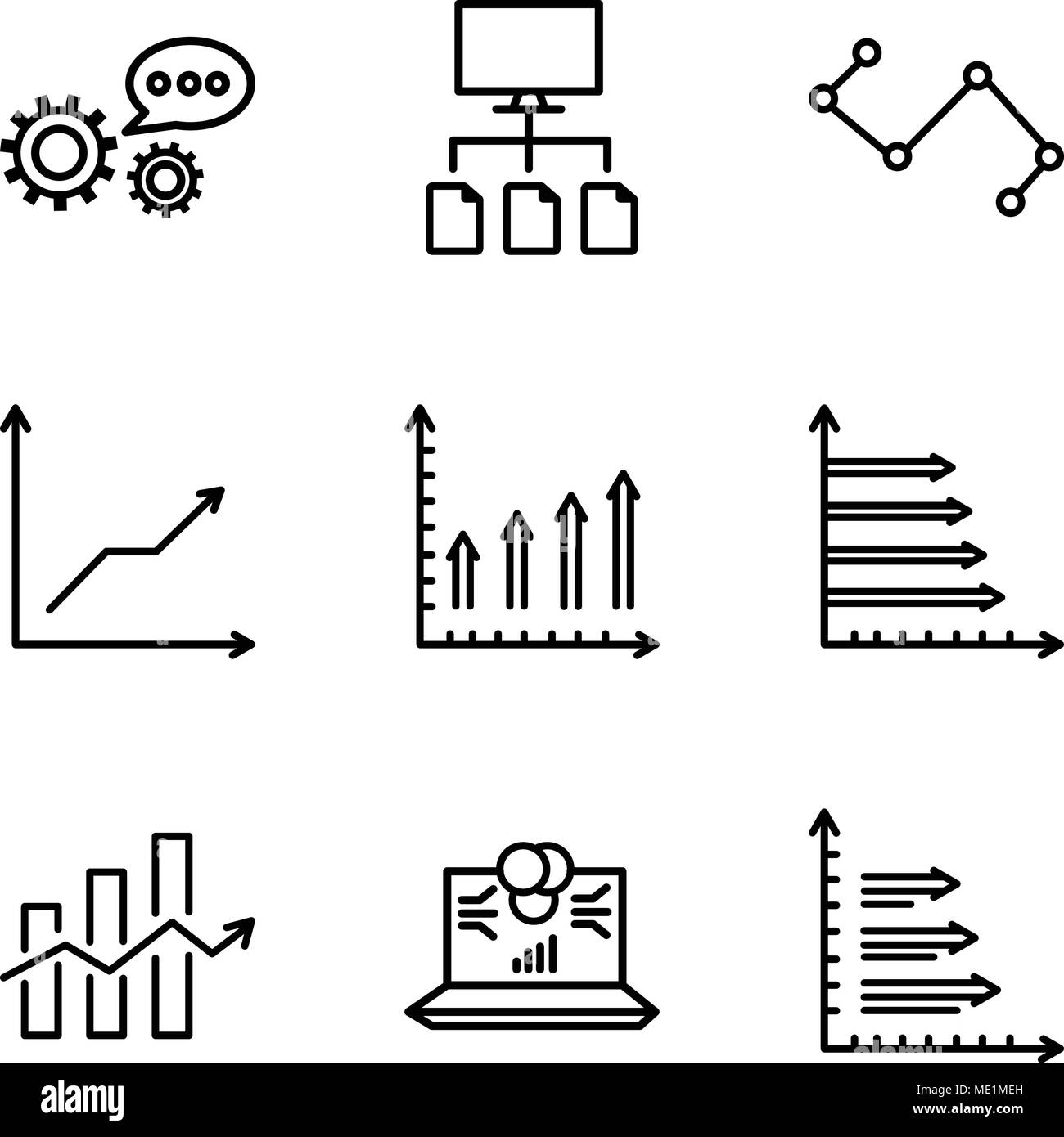 Set Of 9 Simple Editable Icons Such As Analytics Laptop Data Analytics On Screen With Circles