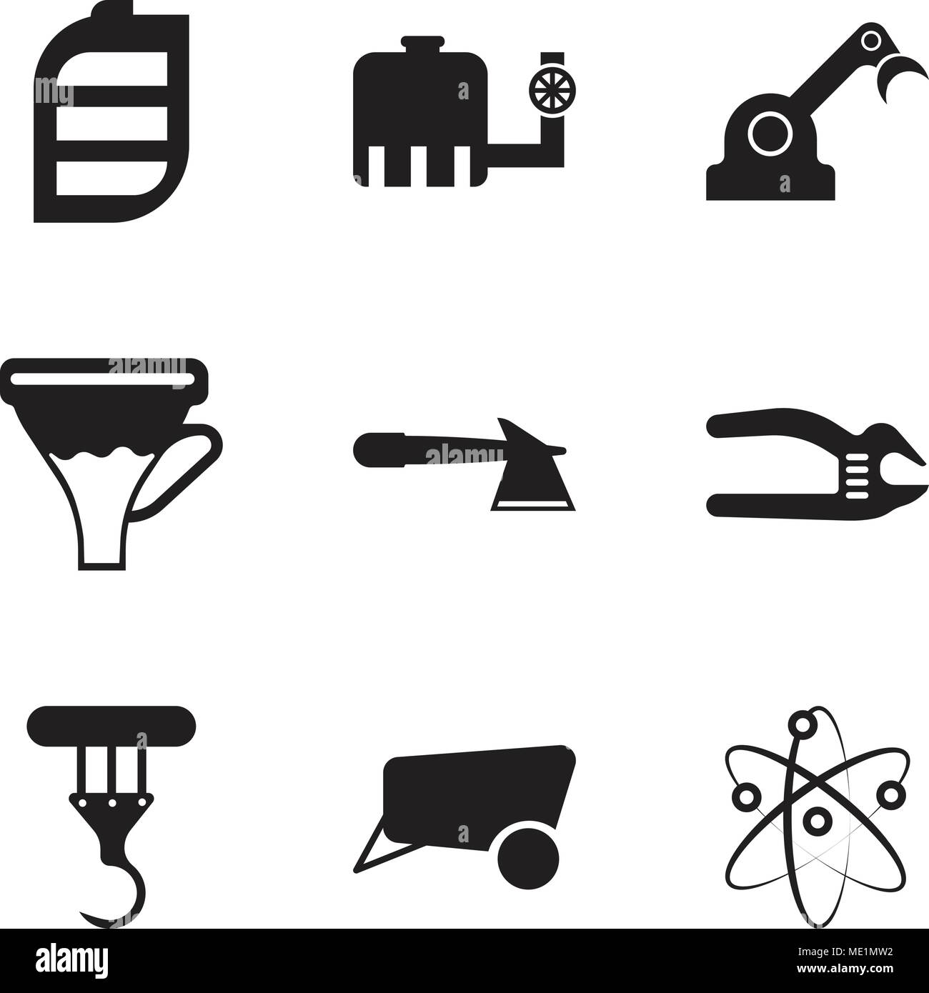 Set Of 9 simple editable icons such as Chemical, dray, crane ...