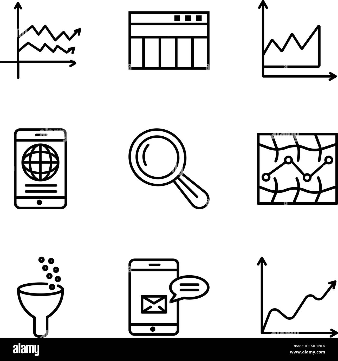 Set Of 9 Simple Editable Icons Such As Data Wave Chart Data Analytics Bars Data Analytics