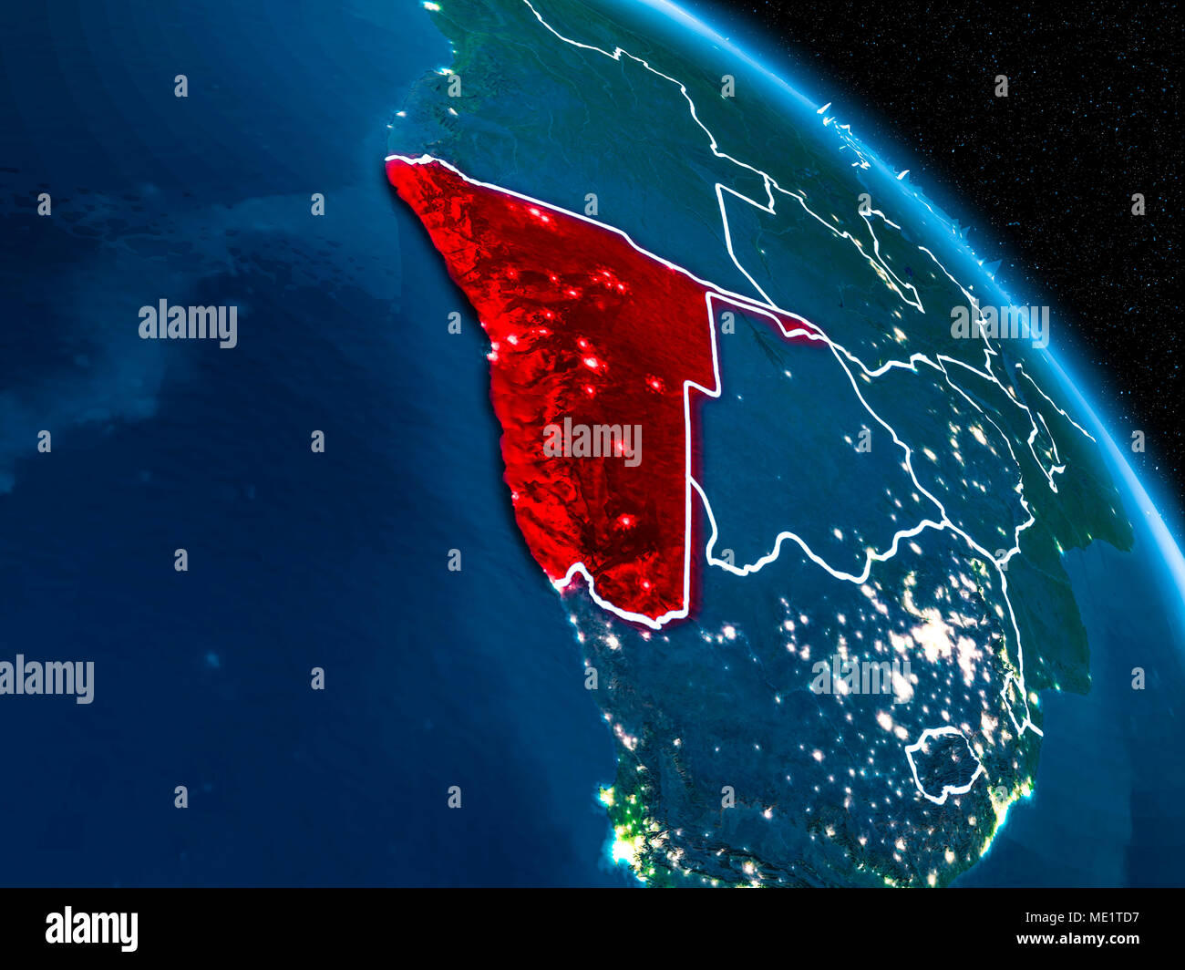 Highlighted satellite image of namibia hi-res stock photography and ...