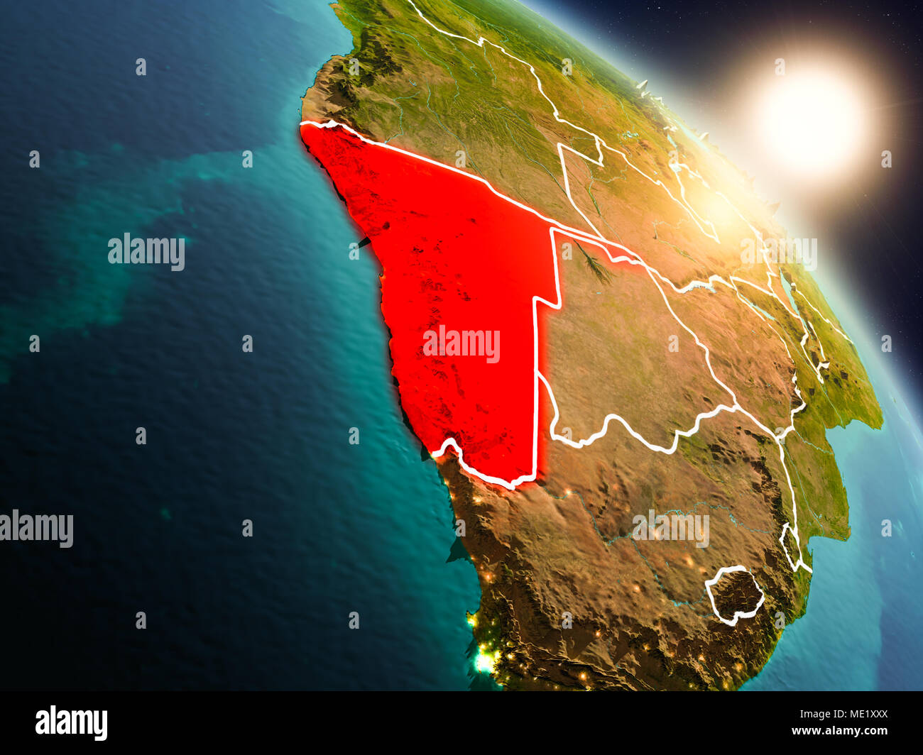 Namibia map borders cities hi-res stock photography and images - Alamy