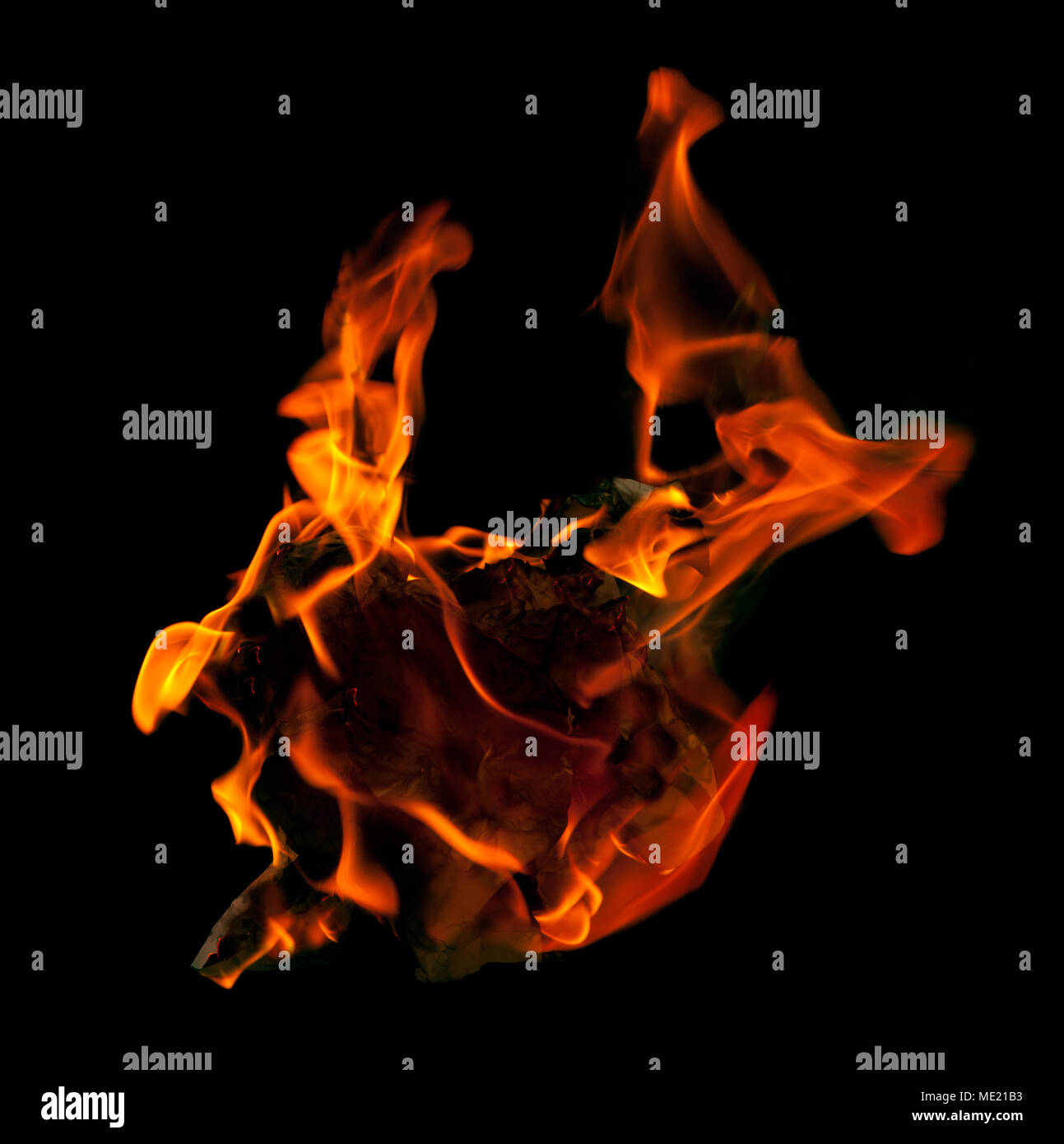 fire burning on paper work Stock Photo - Alamy