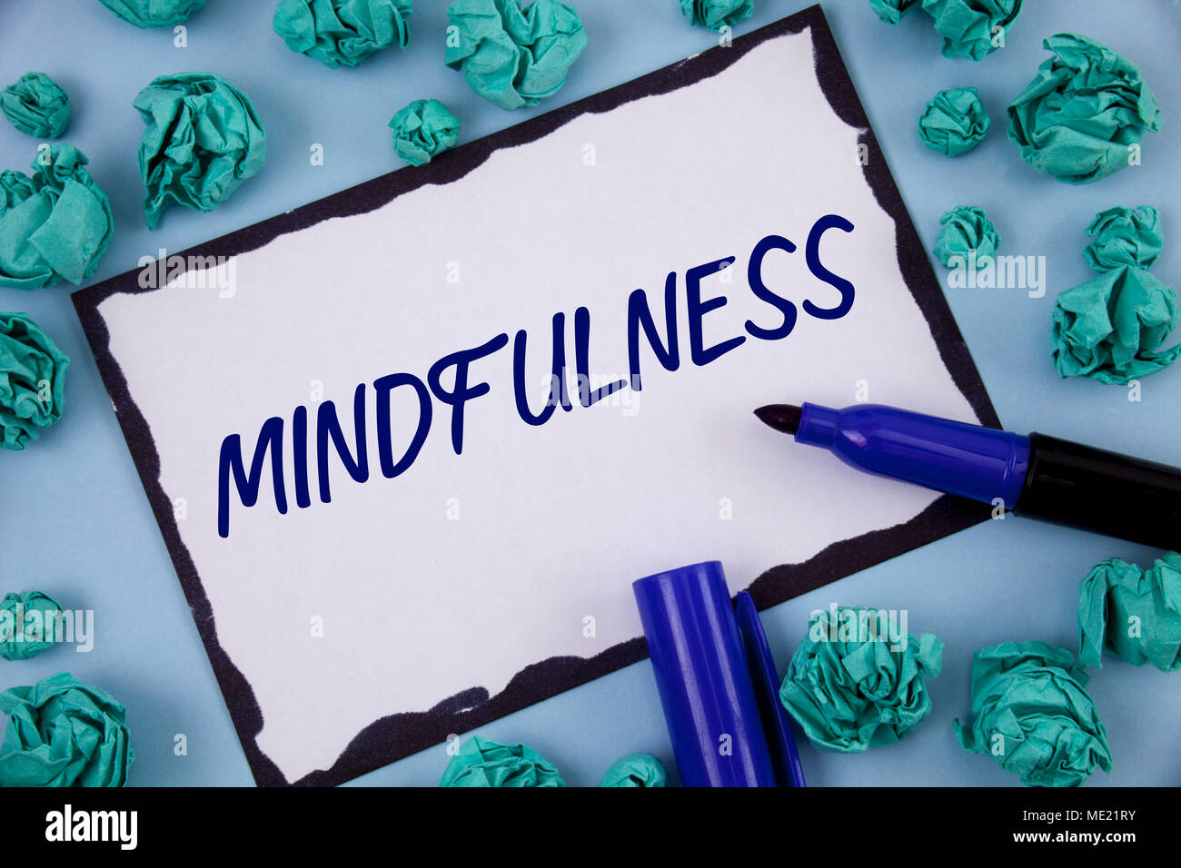Writing note showing Mindfulness. Business photo showcasing Being ...