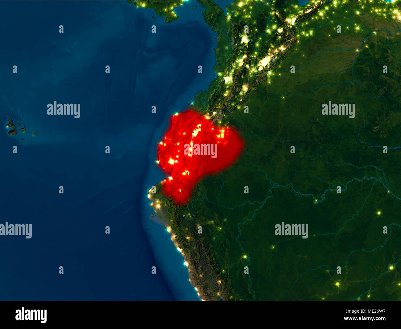 Map Of Ecuador At Night