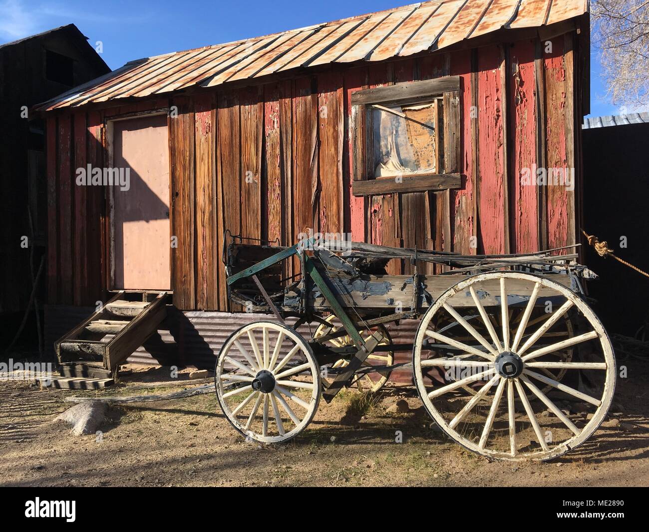 Ghost town and wagon Stock Photo - Alamy