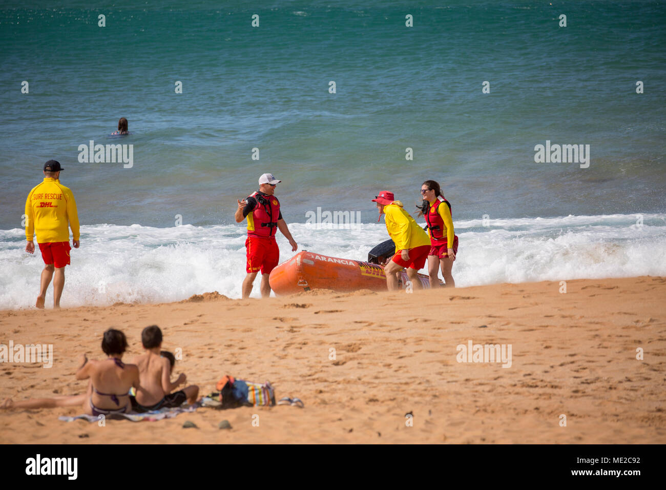 Volunteer surf rescue lifeguards on Avalon Beach in Sydney,Australia ...