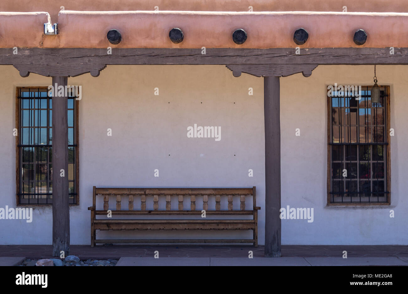 Santa Fe Style Building with Windows Stock Photo - Alamy