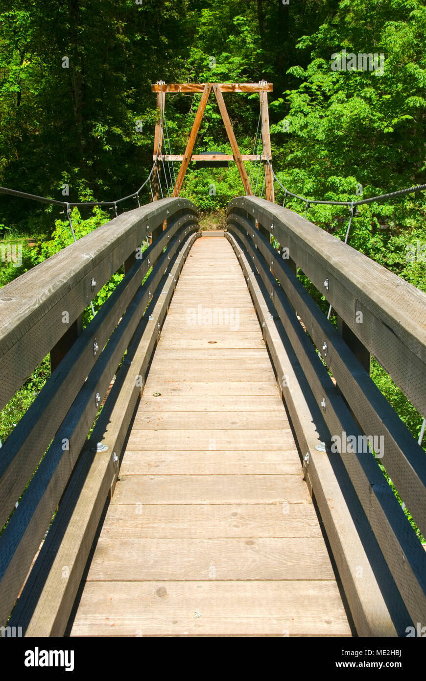 Eagle Creek hiker bridge on Gorge Trail, Mt Hood National Forest ...
