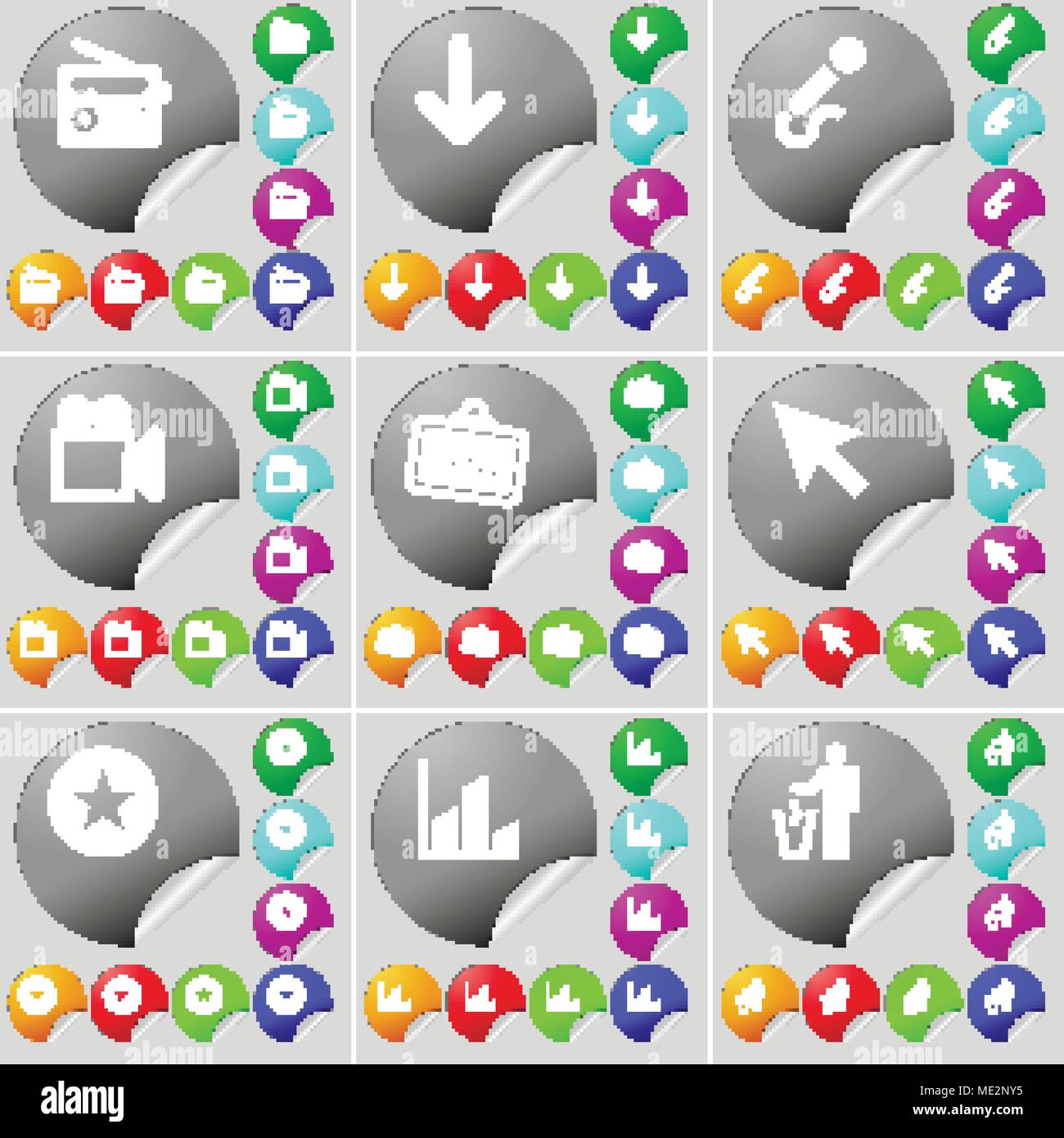 Radio, Arrow down, Microphone, Film camera, Rent, Cursor, Star, Diagram ...