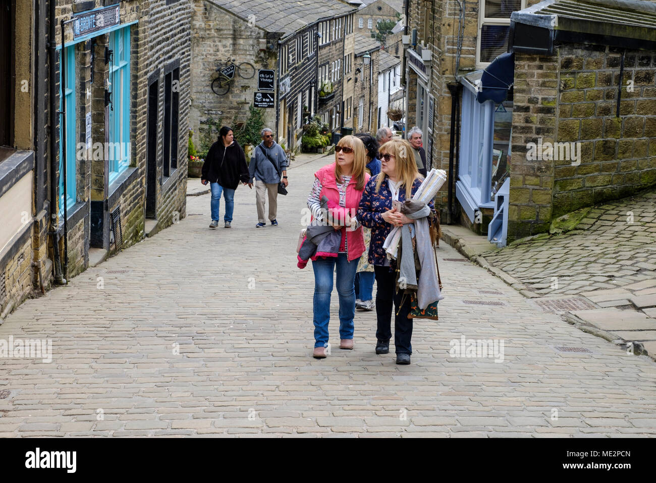 The Main Street in the Village of Haworth, near Bradford, home of the ...