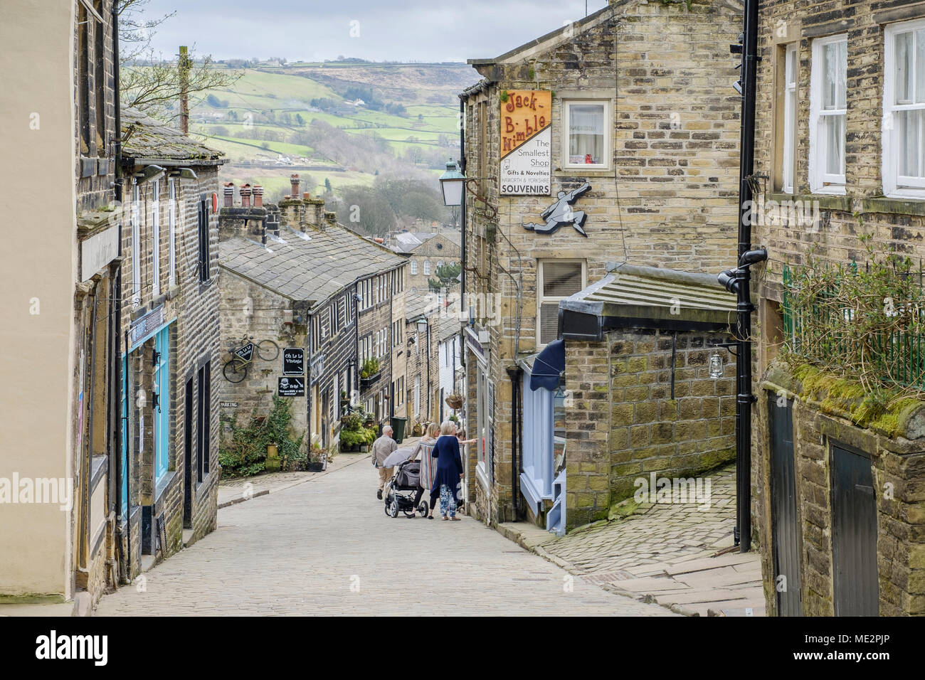 The Main Street in the Village of Haworth, near Bradford, home of the ...
