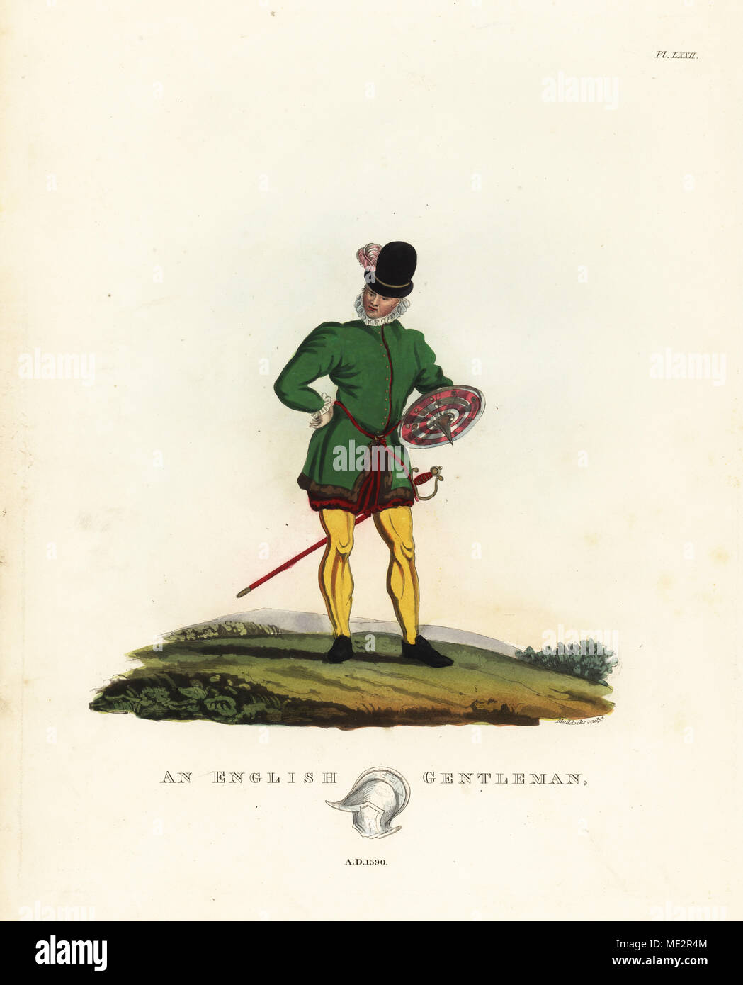 English gentleman, 1590. Sword-and-buckler man of Shakespeare's time ...