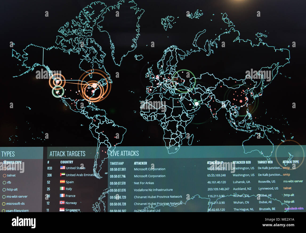Real time map cyber attacks hi-res stock photography and images - Alamy