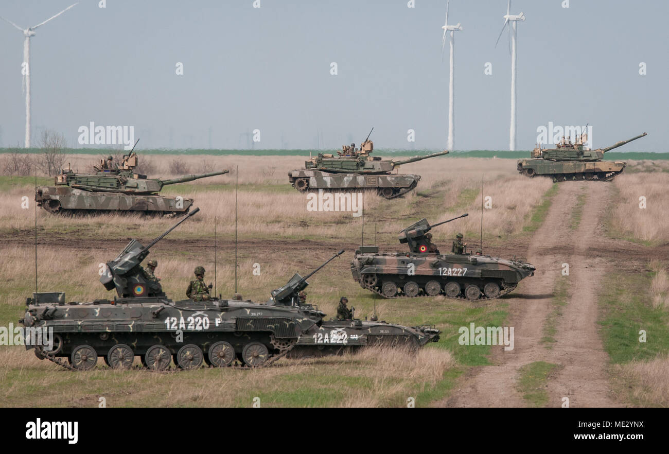 Romanian MLI-84 infantry fighting vehicles from the 300th Mechanized ...