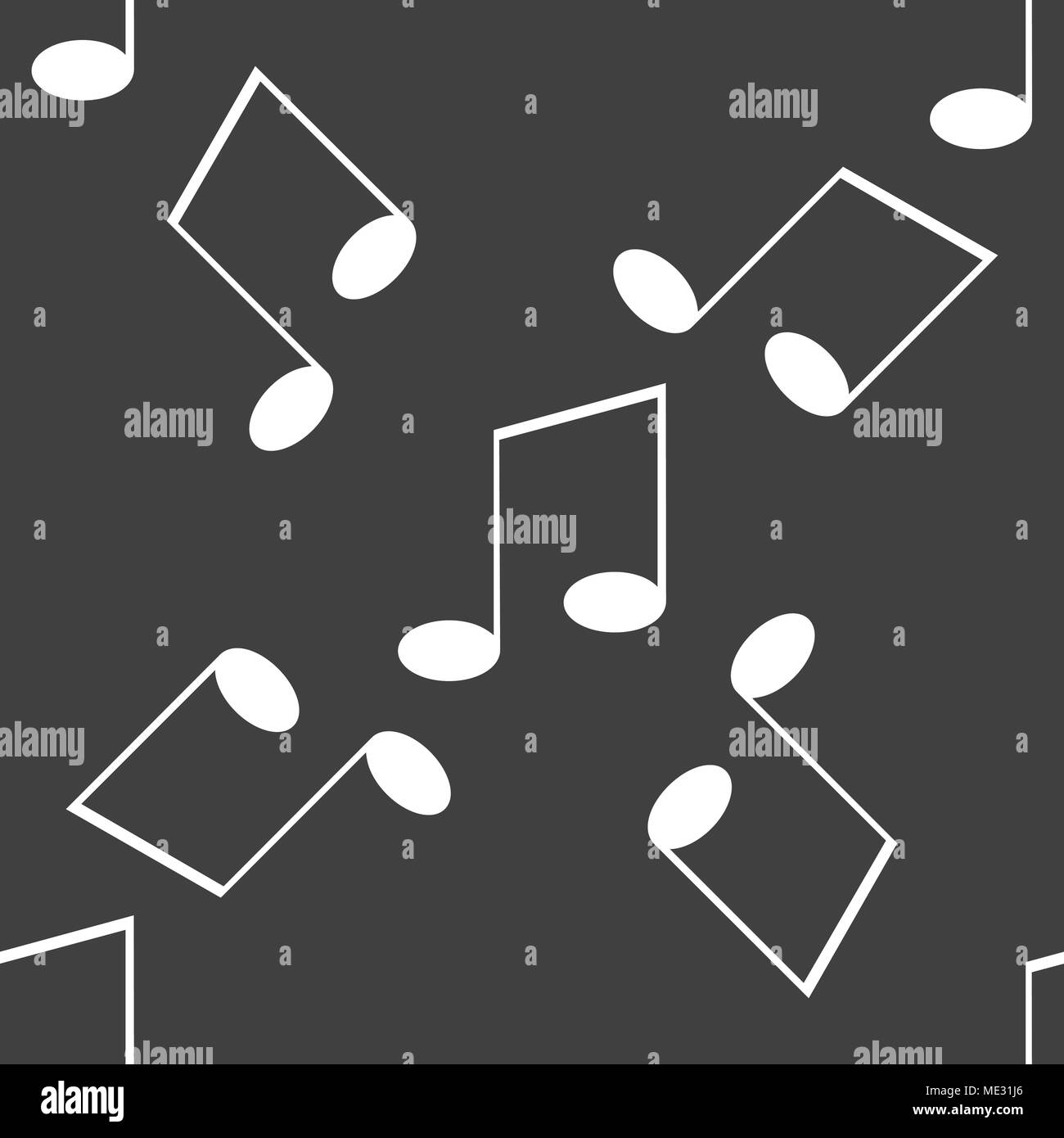 Music elements notes web icon. flat design. Seamless gray pattern ...