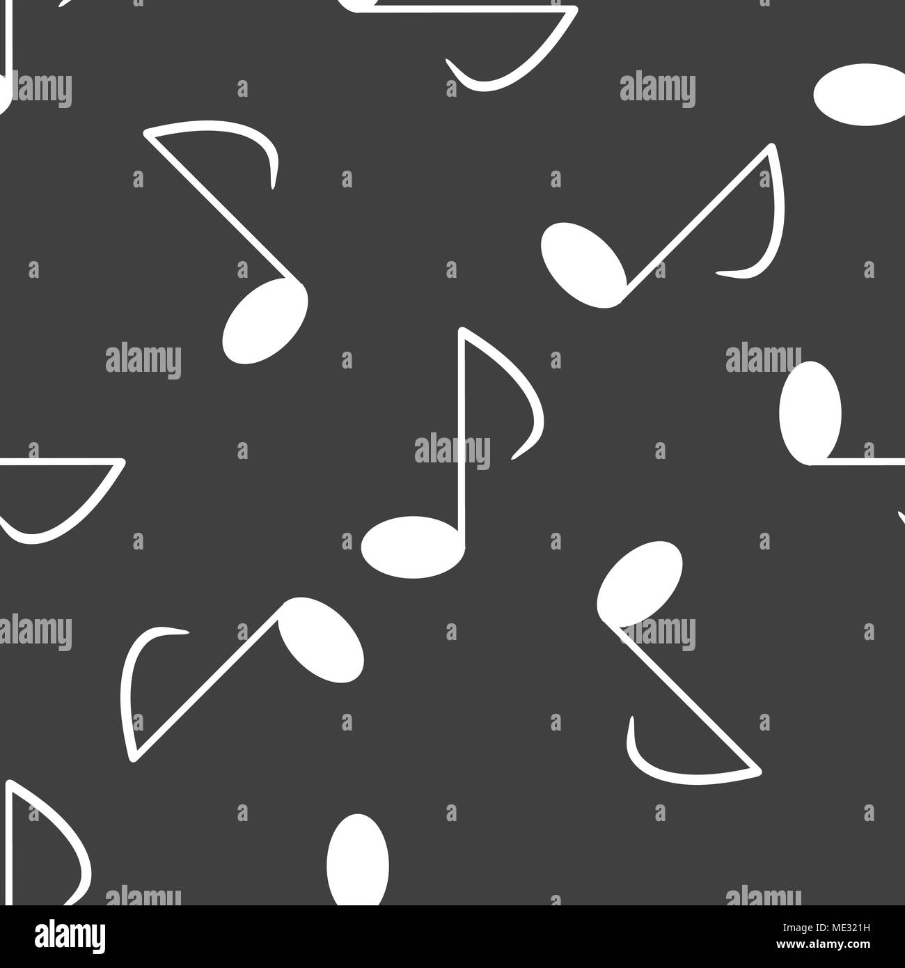 Music elements notes web icon. flat design. Seamless gray pattern ...