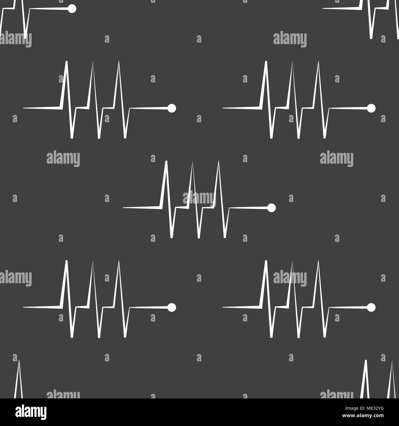 heart rhythm web icon. flat design. Seamless gray pattern. Vector EPS10 ...