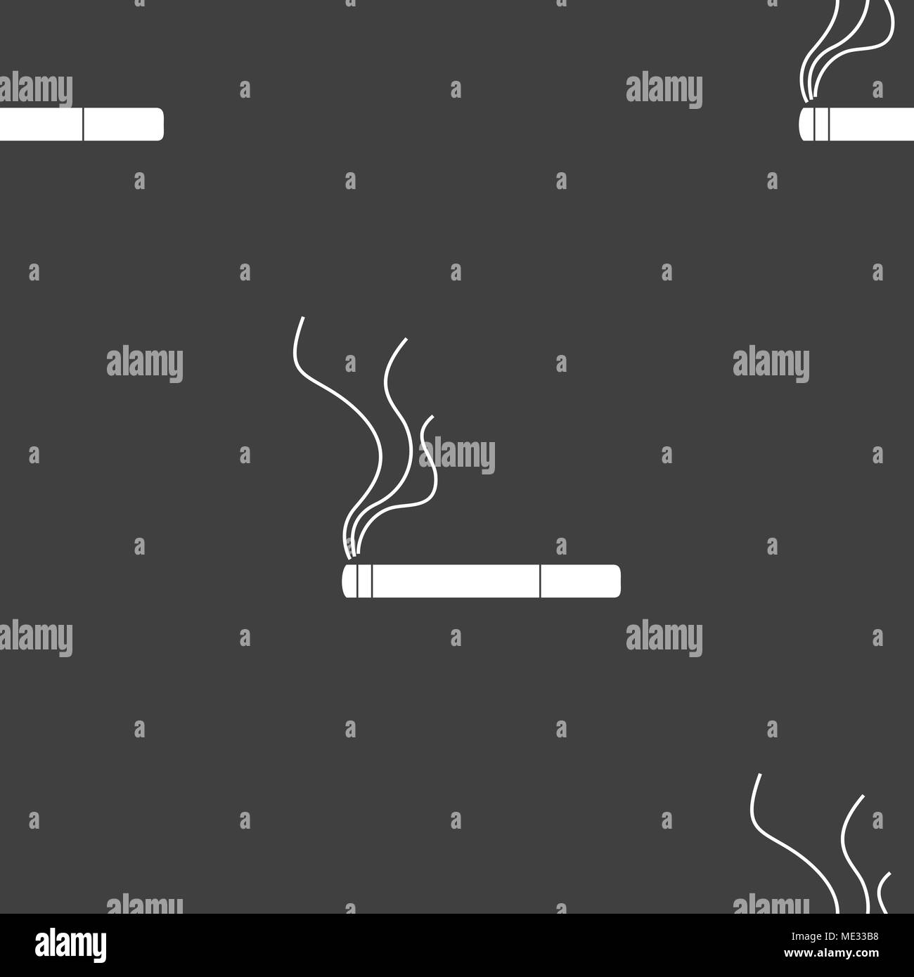 Smoking sign. cigarette flat design. Seamless gray pattern. Vector ...