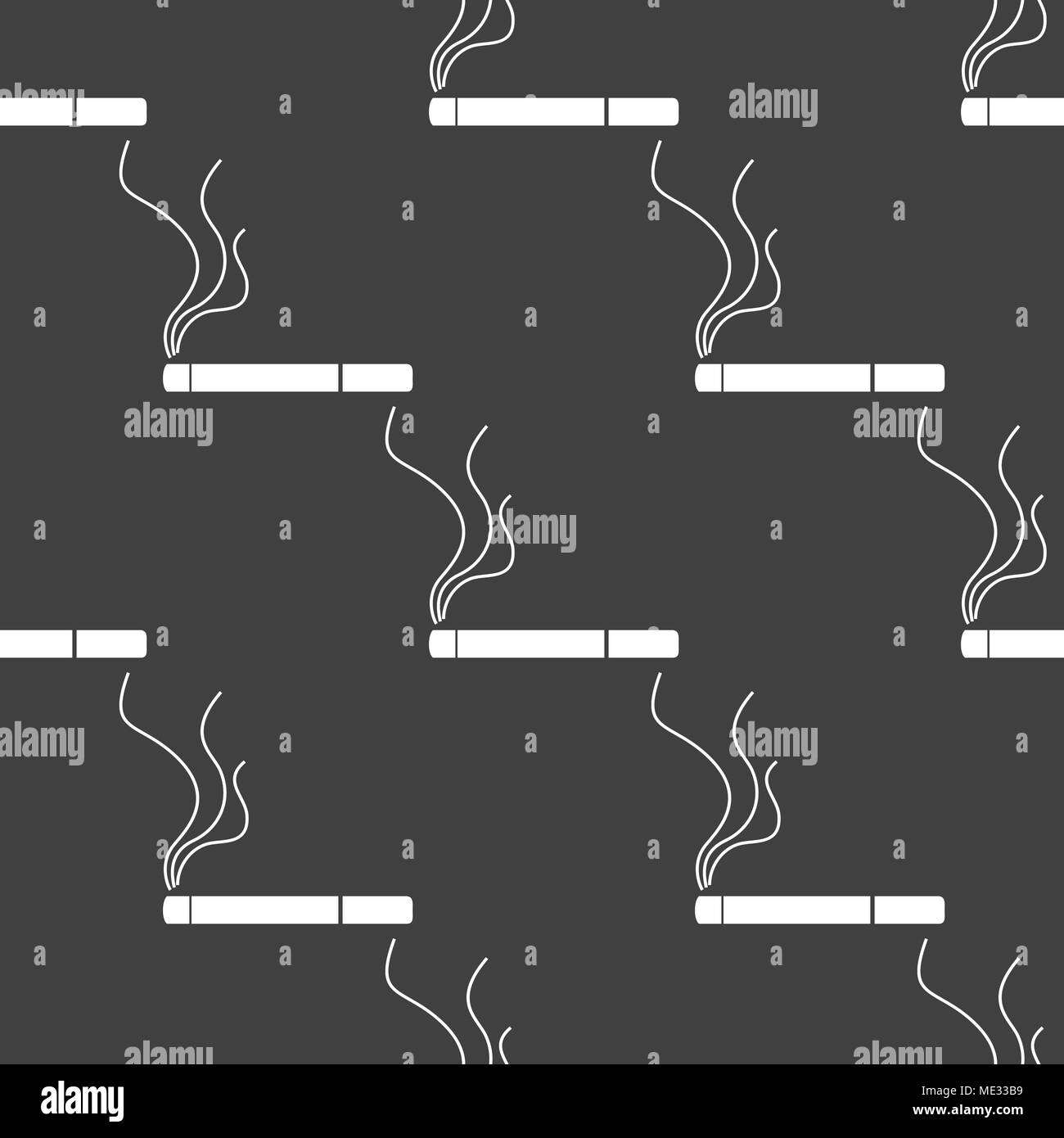 Smoking sign. cigarette flat design. Seamless gray pattern. Vector ...